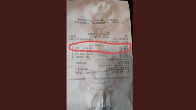 Lebih Mahal dari Harga Makanan, Bon Pembayaran Ini Bikin Geleng Kepala