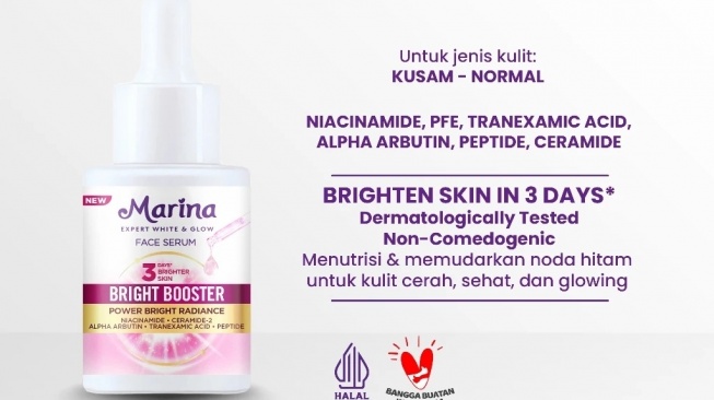 3 Skincare Marina Bright Booster Harga Rp20 Ribuan, Pengguna Akui Ampuh ...