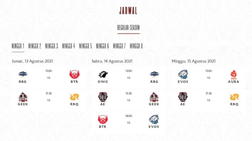 LENGKAP! Jadwal MPL S8, Turnamen Mobile Legends Professional League Indonesia