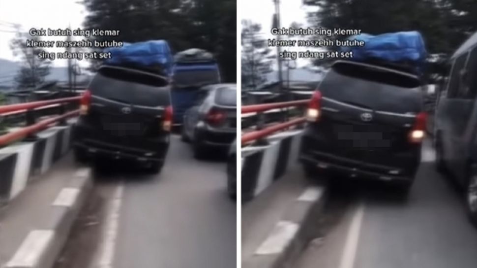 Macet Panjang Imbas Libur Lebaran, Setengah Badan Mobil Ini Sampai Naik ...