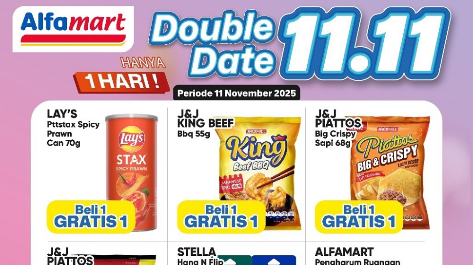 Promo Double Date 11.11! Hemat Seharian Penuh di Alfamart & Alfagift