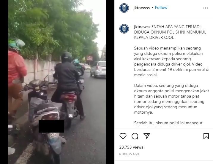 Pria Diduga Oknum Polisi Pukul Kepala Driver Ojol Minta Tunjukkan Surat, Warganet Salfok ...