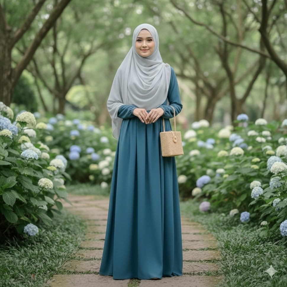 Baju Teal Blue Cocoknya Pakai Kerudung Warna Apa Saja? Ini 5 Rekomendasinya