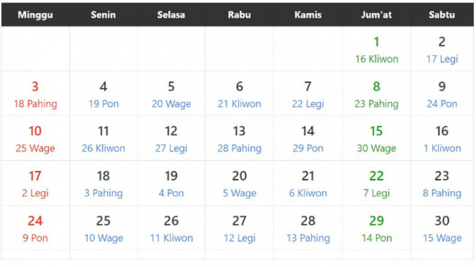 Kalender Jawa Januari 2024 Lengkap Beserta Hari Libur Nasional Dan