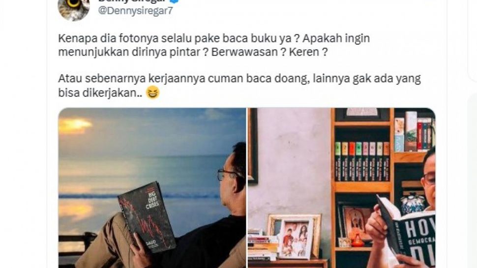 Denny Siregar Soroti Foto Anies Baswedan Baca Buku Publik Lebih Baik